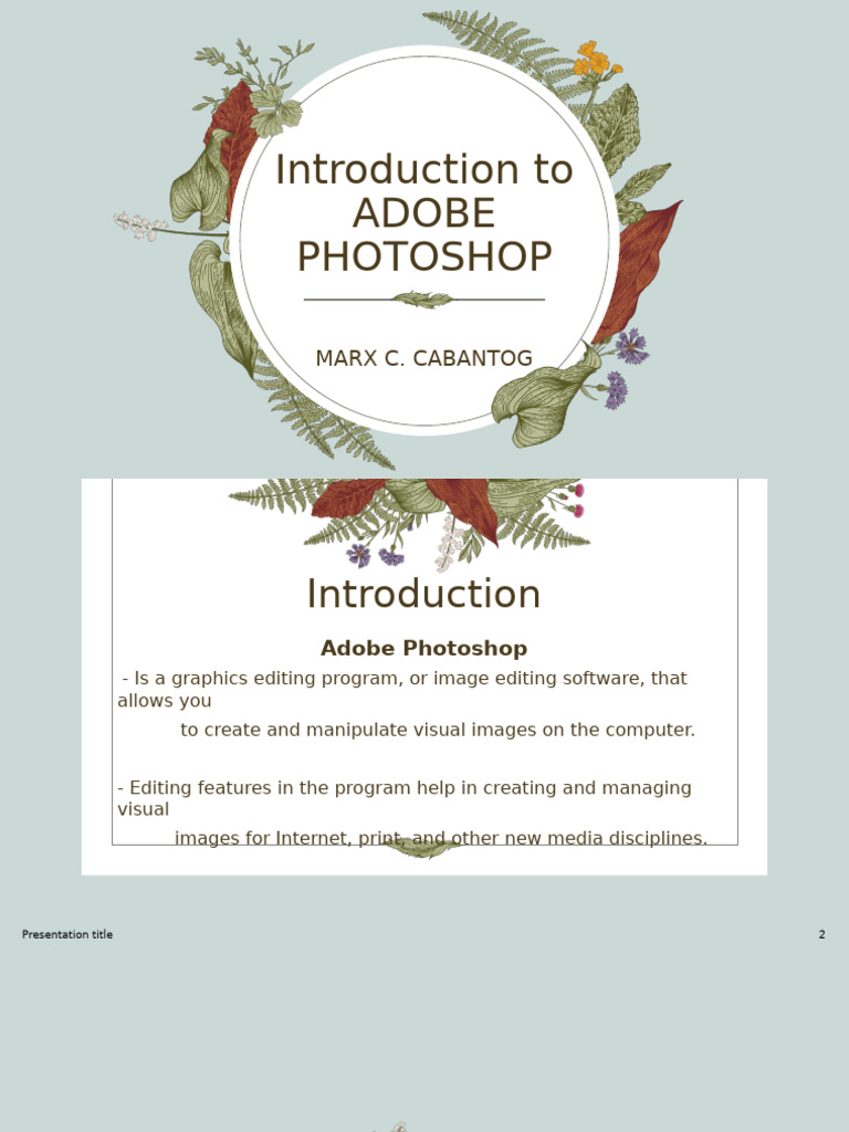 Introduction To Adobe Photoshop | PDF