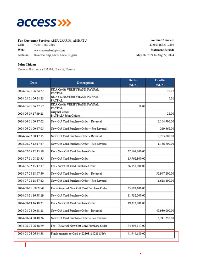 Access Bank Statement | PDF