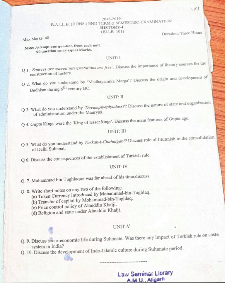 History Previous QP | PDF