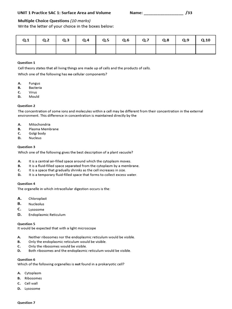 Unit 1 Practice SAC 1 | PDF