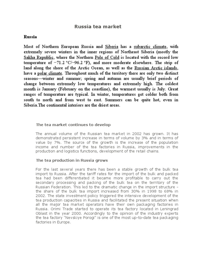 Russian Tea Market Growth and Brand Preference | PDF | Tea | Russia