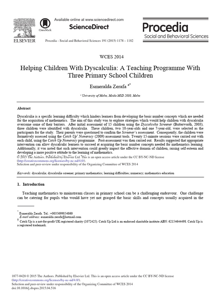 Helping Children With Dyscalculia | PDF