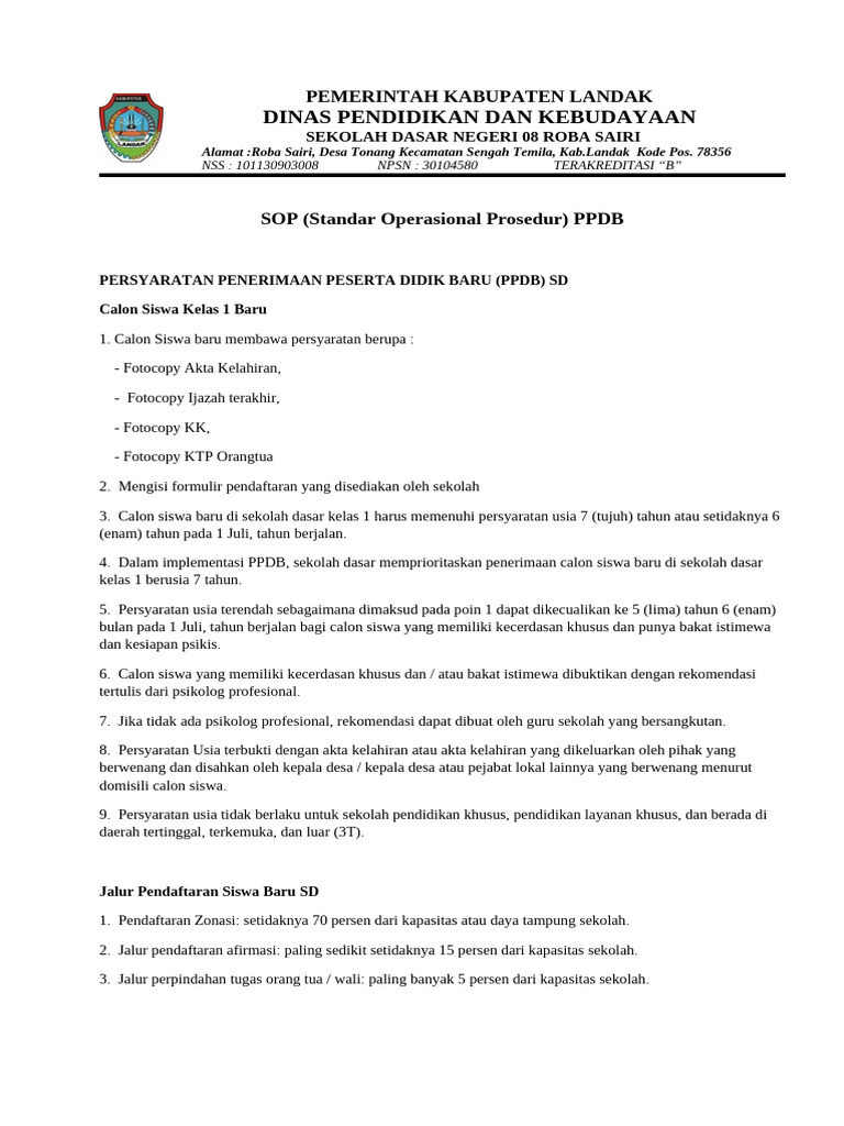 Sop PPDB 2024-2025 | PDF