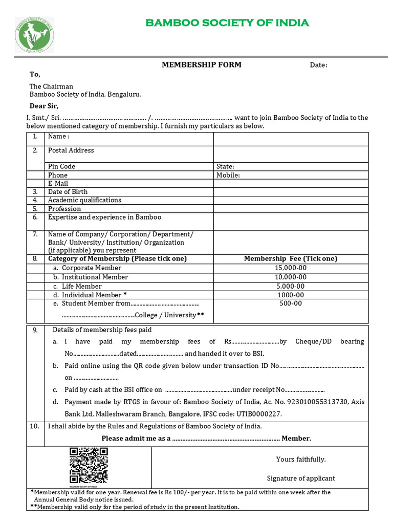 BSI Membership Form | PDF