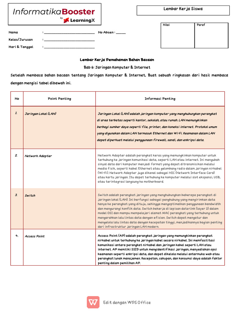 Nama: No Absen: Kelas/Jurusan: Hari & Tanggal:: Nilai Paraf | PDF