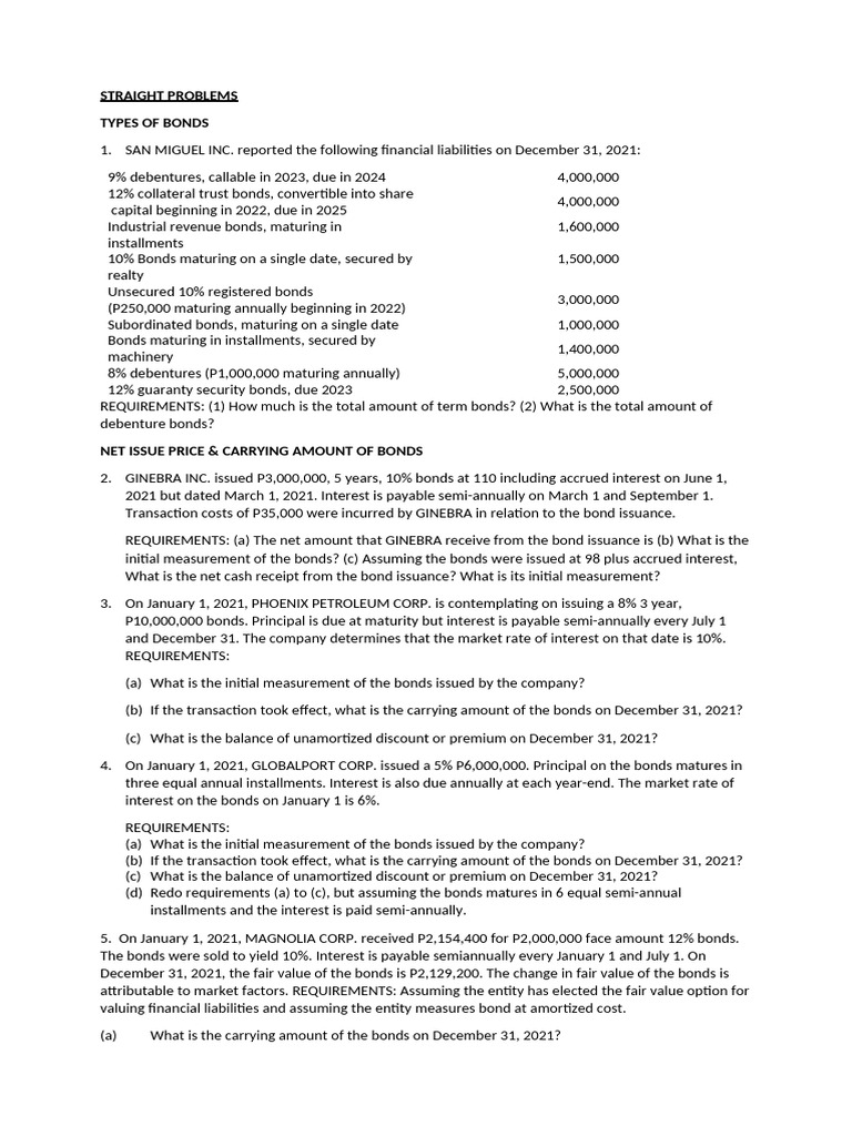 Bonds Payable Questions | PDF