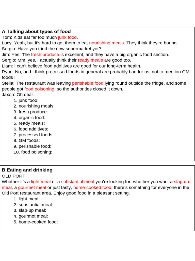 Eating and Drinking | PDF