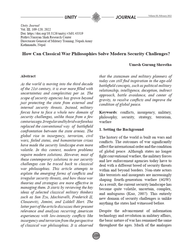 Classical War Philosophies and Modern Security Challenges | PDF | Carl ...