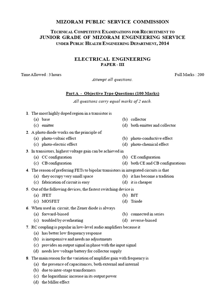 Ae Sdo Phe 2014 Electrical Engineering Paper III | PDF