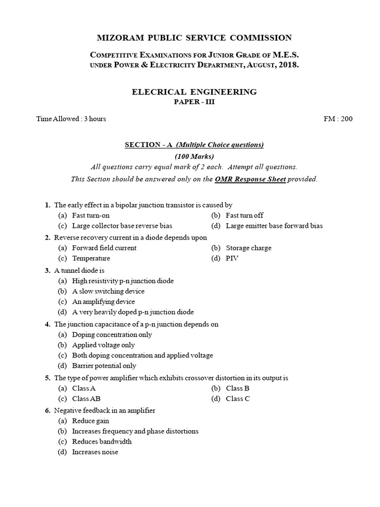 Electrical Engg Paper III Pe | PDF