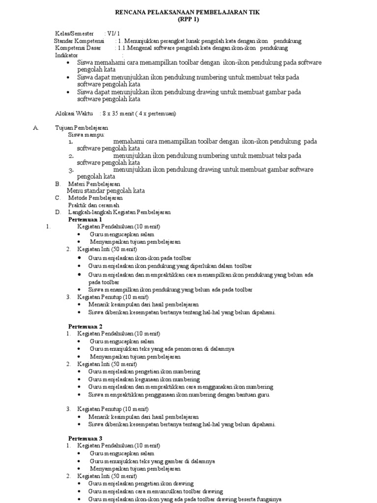 RPP Tik 6 SDN Ronowijayan Siman, Ponorogo, Jatim | PDF