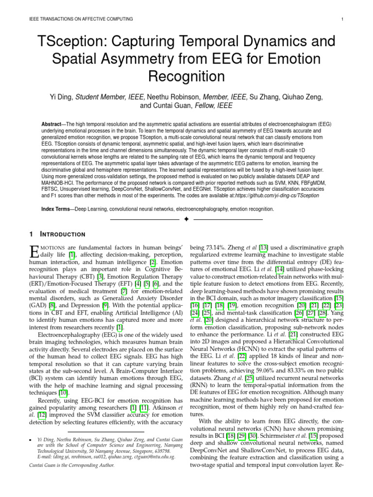 (2022) TSception - Capturing Temporal Dynamics and Spatial Asymmetry From EEG For Emotion ...