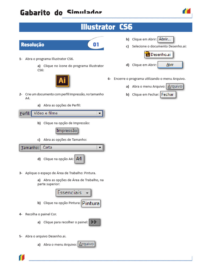Gabarito Do Simulador - Illustrator CS6 | PDF