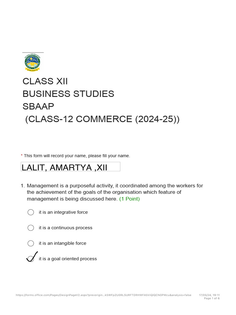 Class Xii Business (Class-12 Commerce (2024-25) ) | PDF | Business