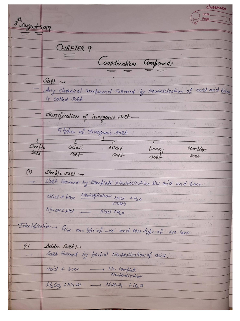 Class 12 Coordination Compound Notes PDF by Abhay Bhateja | PDF