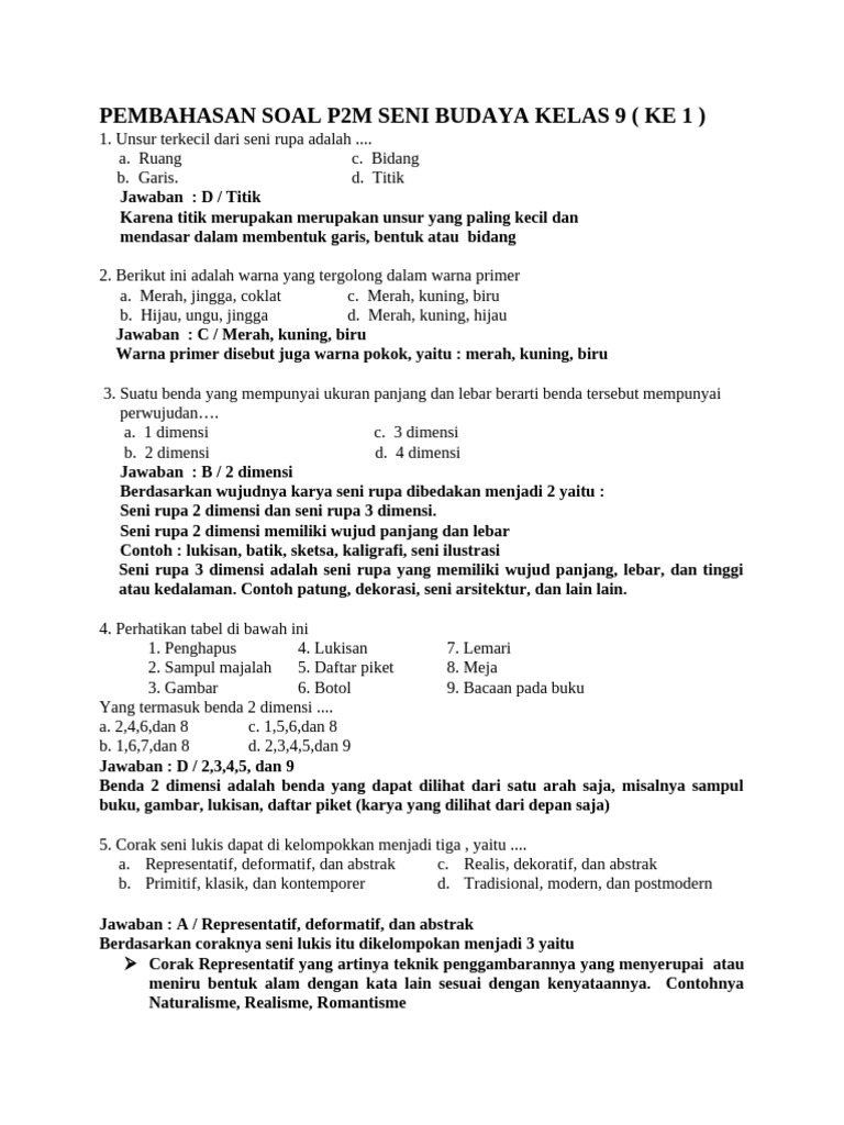 Pembahasan Soal P2M SB Kelas 9 | PDF