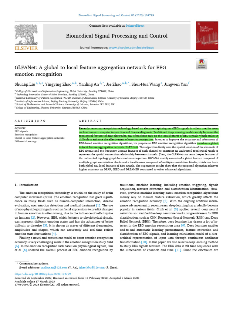 GLFANet A Global To Local Feature Aggregation Network For EEG | PDF