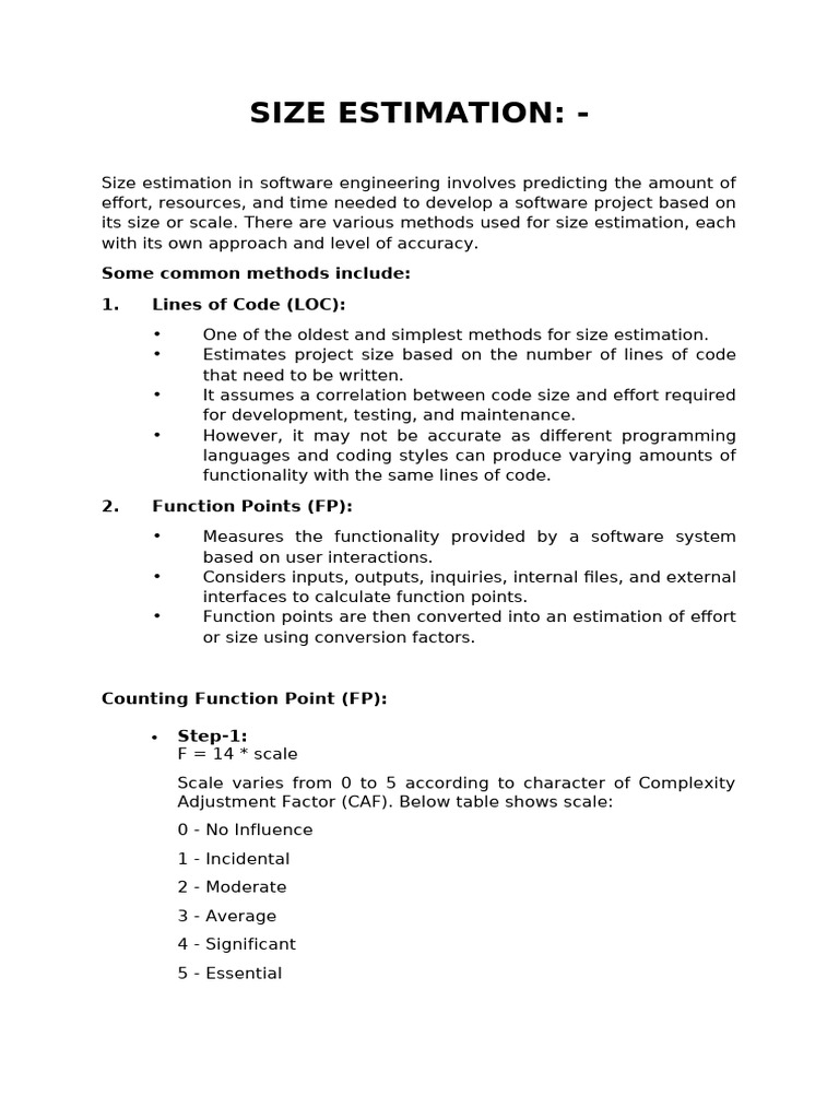 Size Estimation | PDF