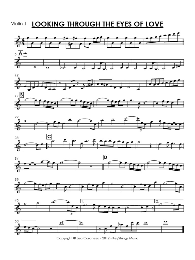 LOOKING THROUGH THE EYES OF LOVE - Violin 1 | PDF