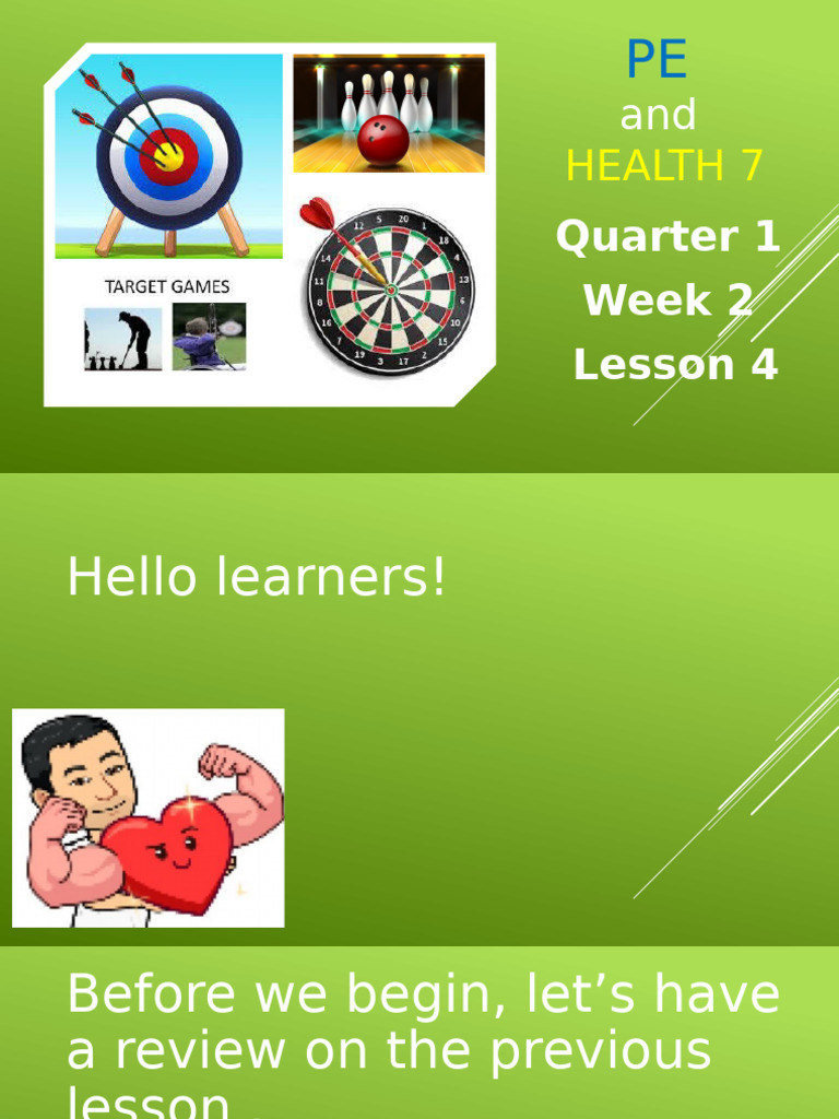 PE and HEALTH 7 Quarter 1 Week 2 Lesson 3 Basic Rules in Playing Darts | PDF