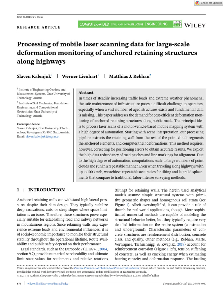 Computer Aided Civil Eng - 2021 - Kalenjuk - Processing of Mobile Laser Scanning Data For Large ...