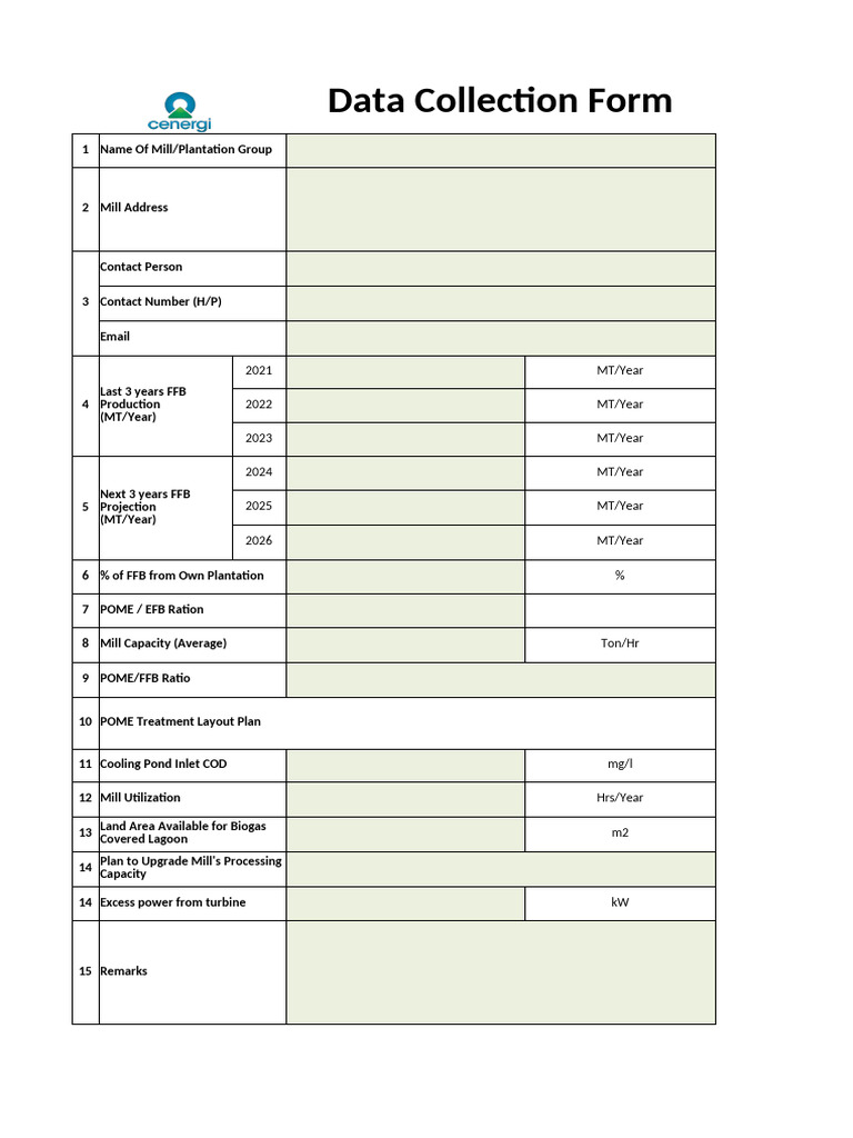 Biogas Data Collection Form - R4 | PDF | Technology & Engineering