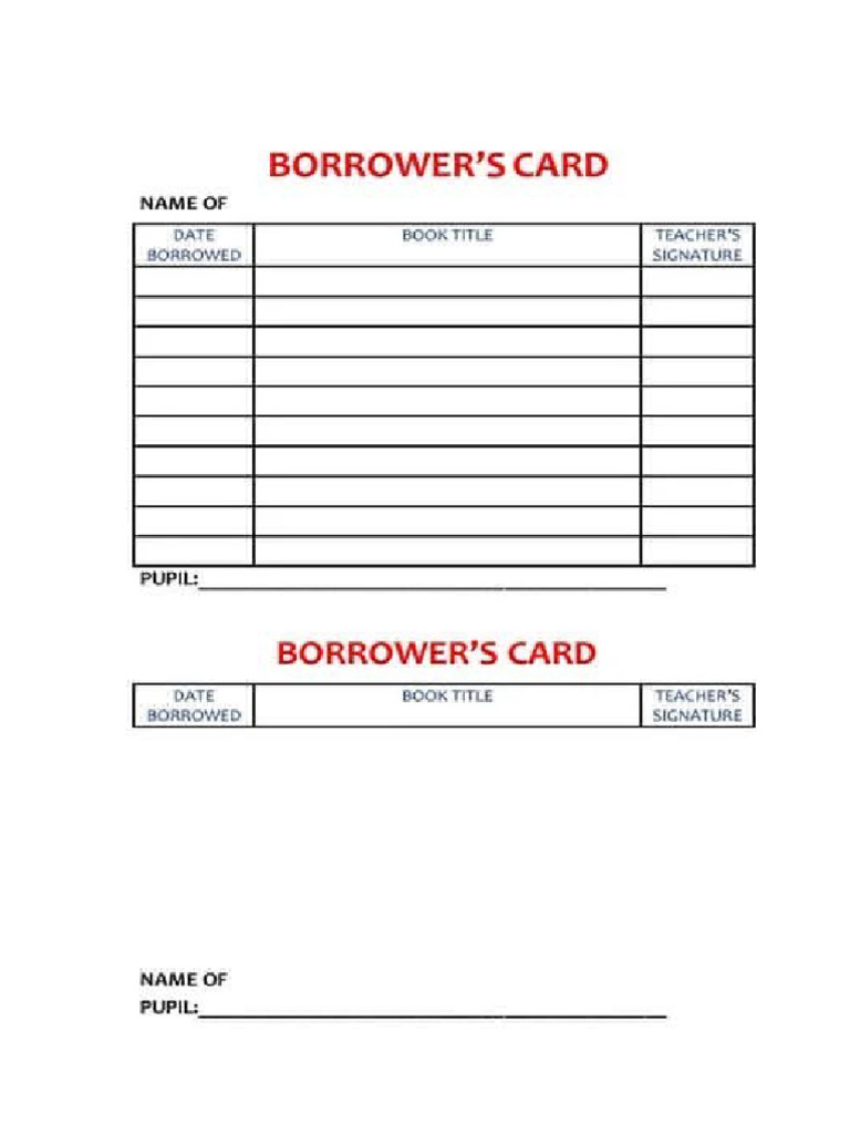 Borrowers Card | PDF