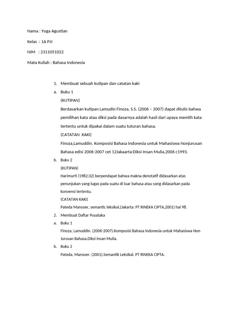 Tugas Yoga Agustian Kutipan Dan Daftar Pustaka | PDF