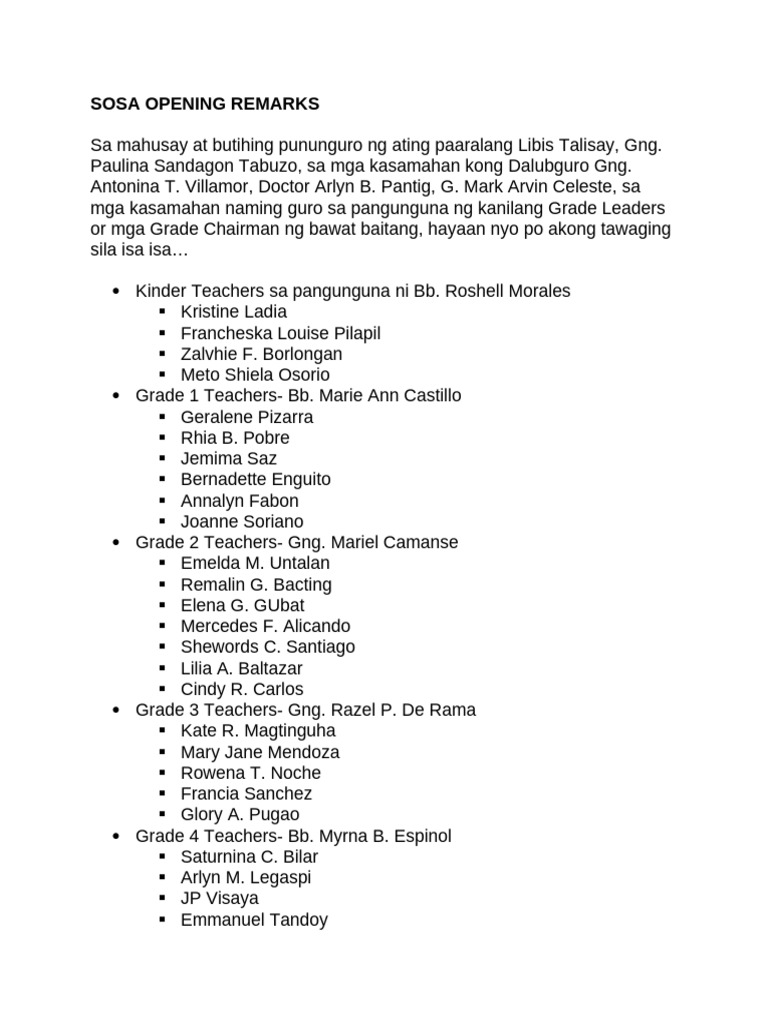 Sosa Opening Remarks | PDF