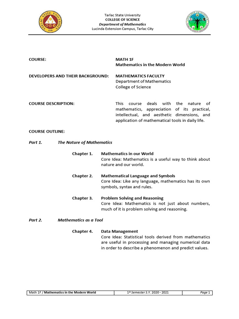 Math 1F Module COS | PDF