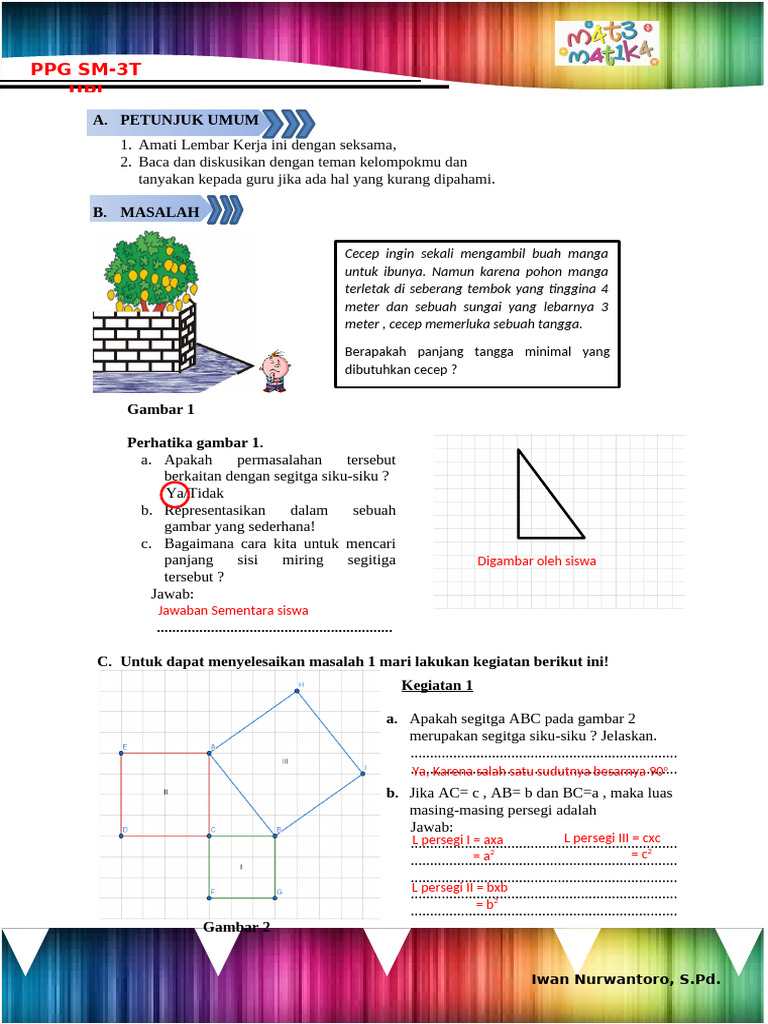 KD 3.6 - LKPD - Kelas Vii - SMT 2 - Phytagoras - Pert 1 | PDF