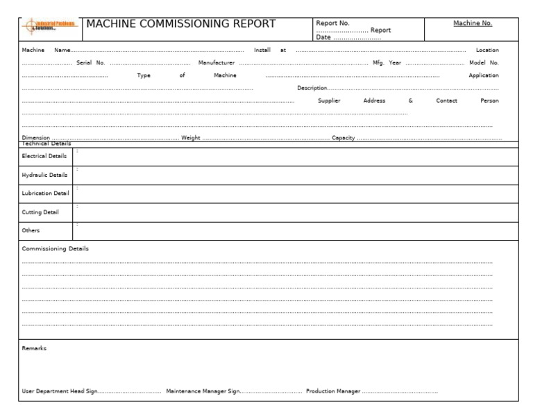 Machine Commissioning Report | PDF