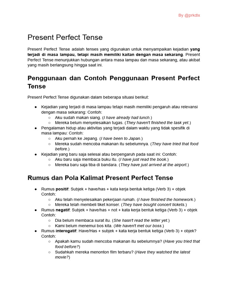 07 - Present Perfect Tense | PDF