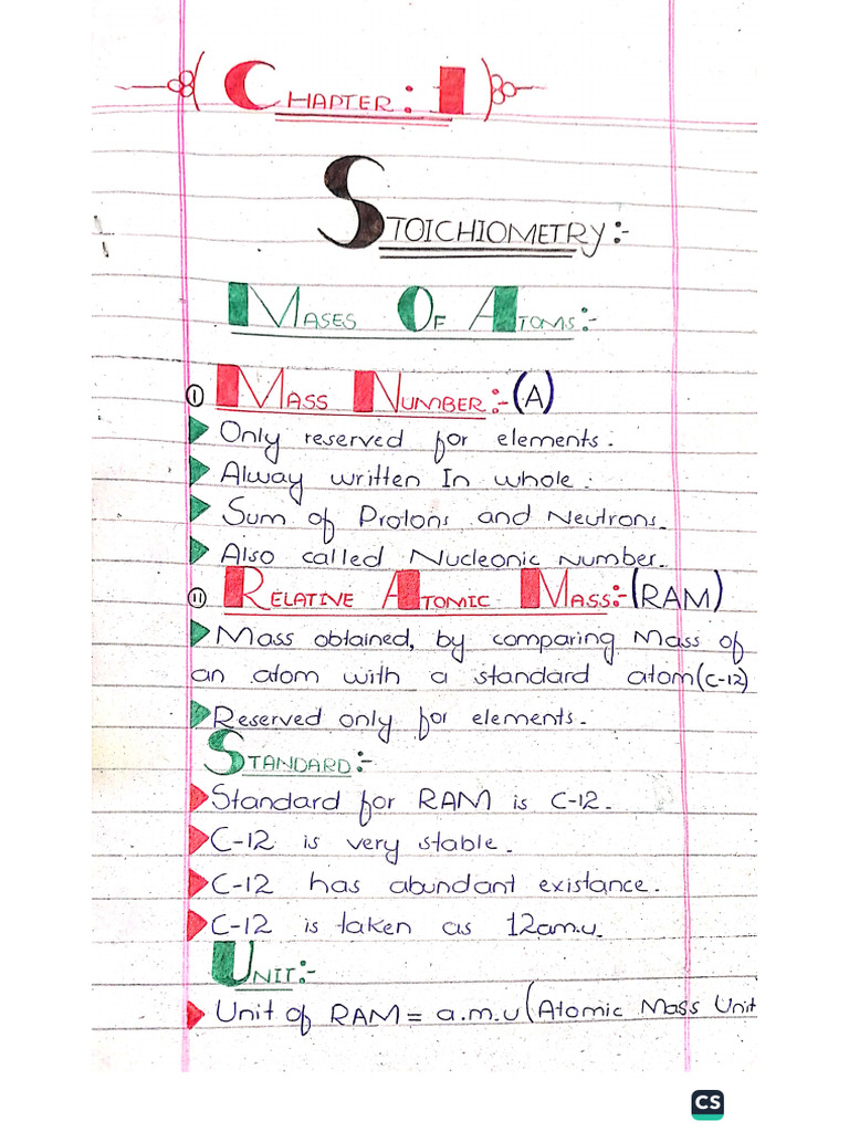 Stoichiometry Notes by Zeeshan | PDF