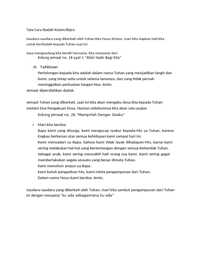 Tata Cara Ibadah Kolo | PDF