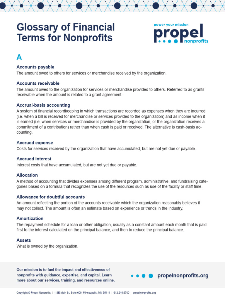Glossary of Financial Terms For Nonprofits | PDF