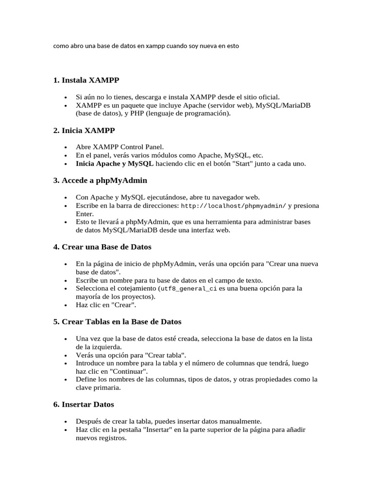 Como Abro Una Base de Datos en Xampp | PDF | Mi sql | Php