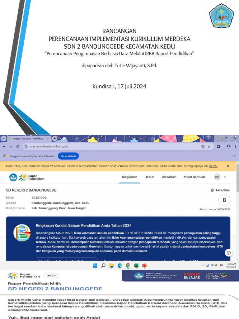 SDN 2 Bandunggede Diskusi Persiapan Perencanaan | PDF