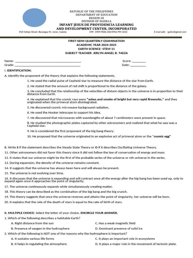Earth Science Grade 11 Stem | PDF