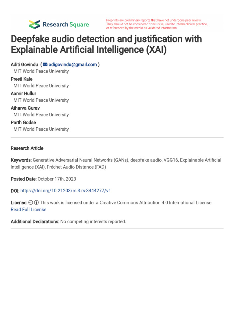 Deepfake Audio Detection and Justification With Ex | PDF | Deep Learning | Computers