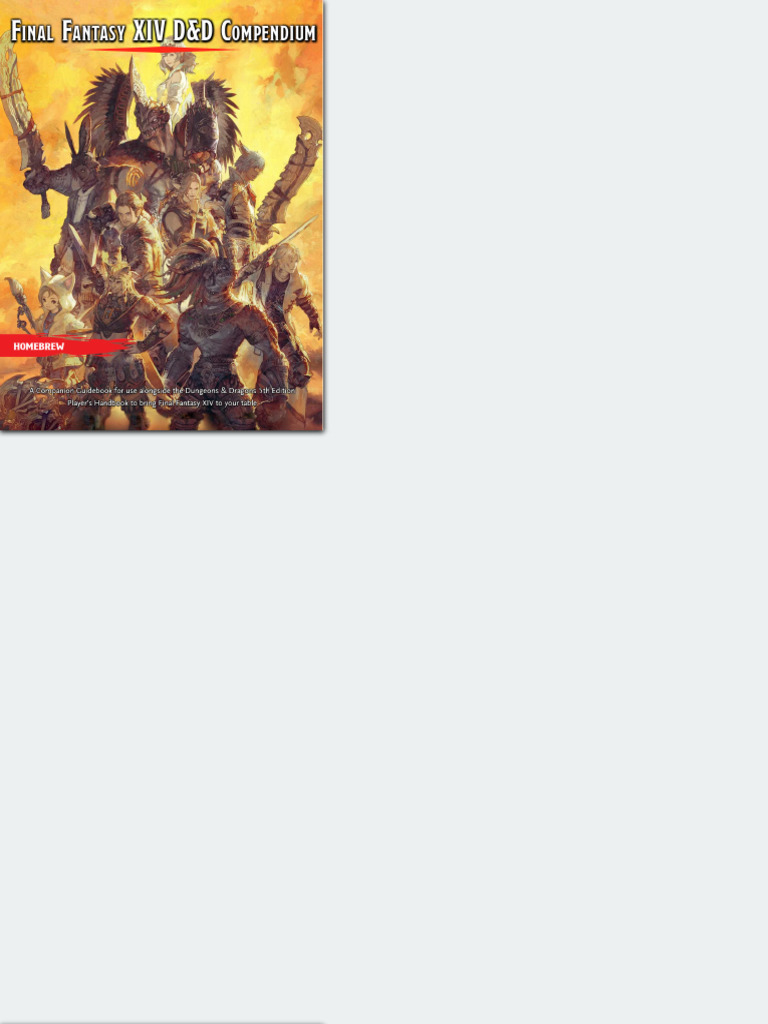 5th Edition D&D X Final Fantasy XIV - Classes and Races Compendium - GM Binder | PDF
