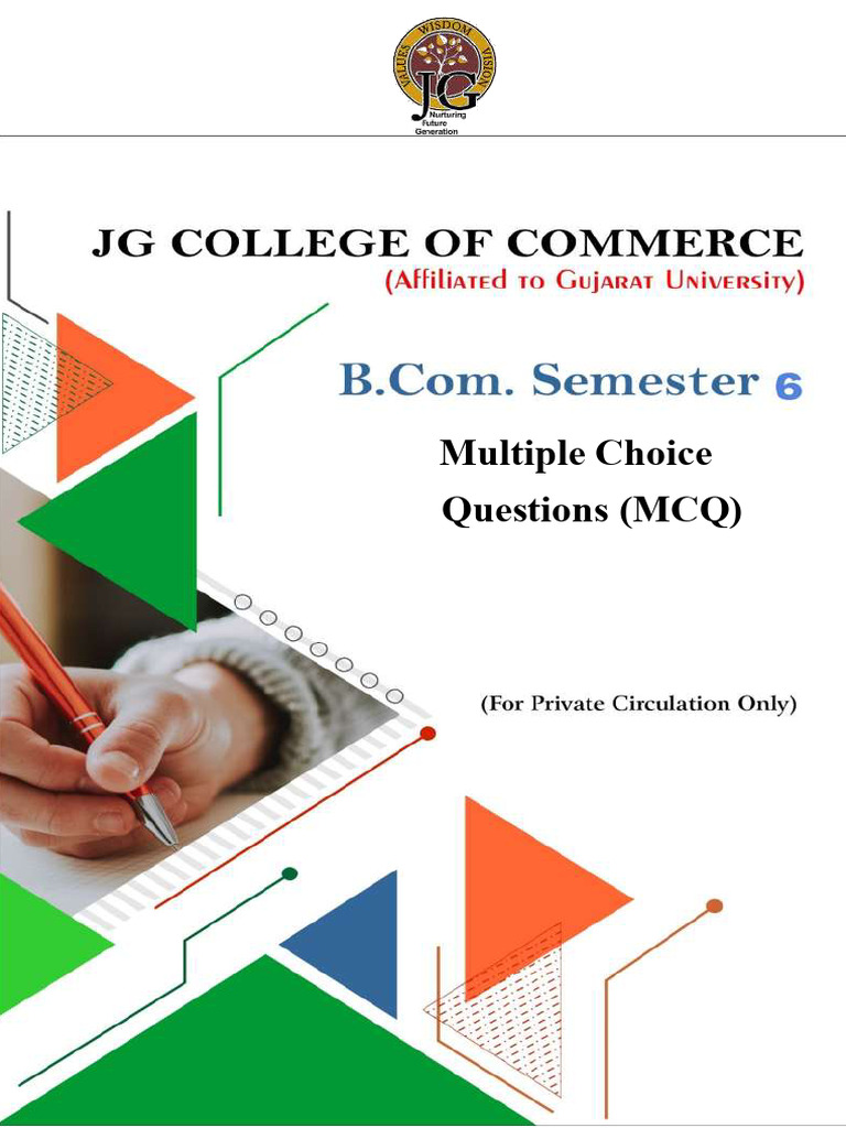 Sem.-6 B.com - JGCC All-Subjects-MCQs | PDF