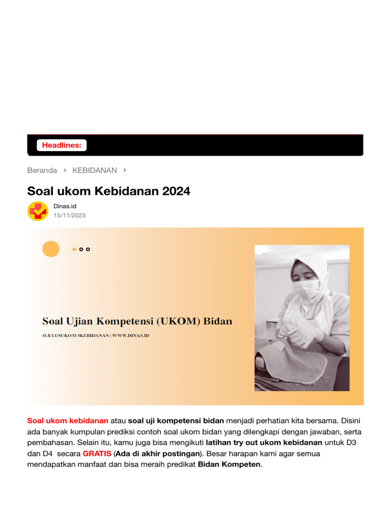 Soal Ukom Kebidanan 2024, D3 Dan D4 - Ada Try Out Gratis! | PDF