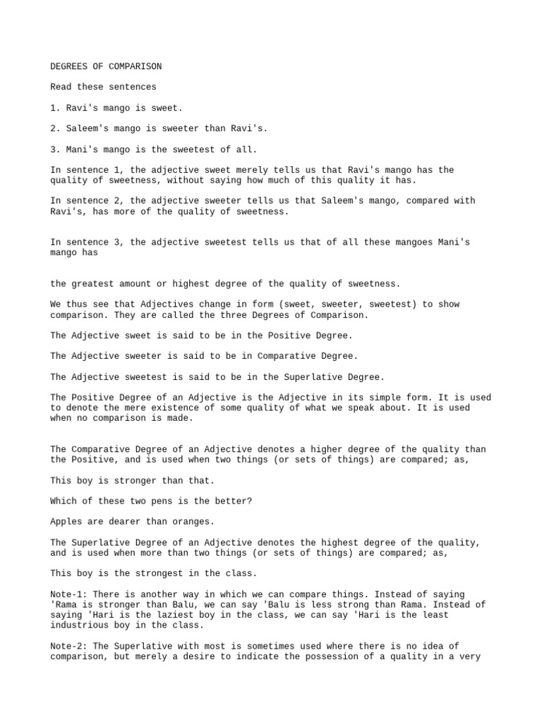 Degree of Comparison | PDF
