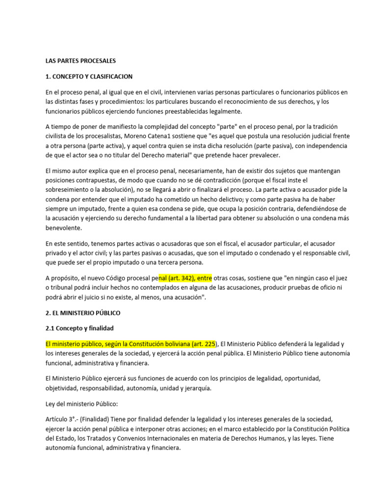 Resumen LAS PARTES PROCESALES | PDF