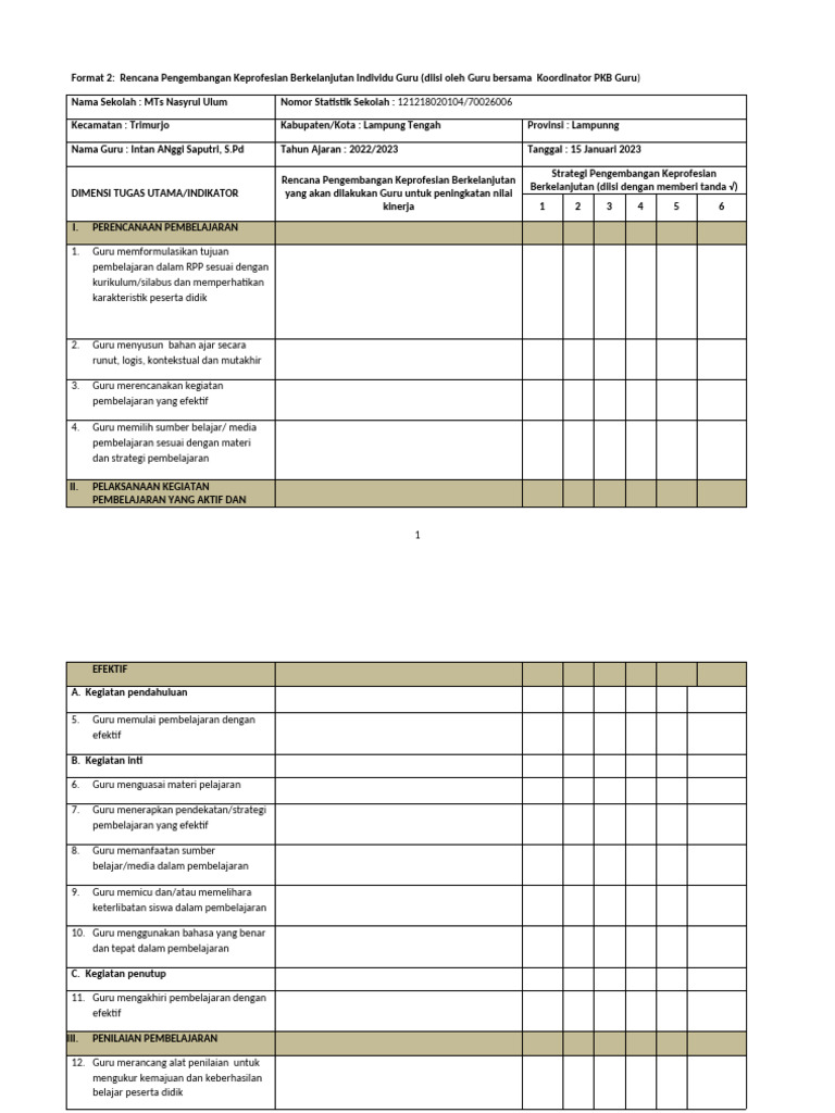Format 2 Rencana PKB | PDF