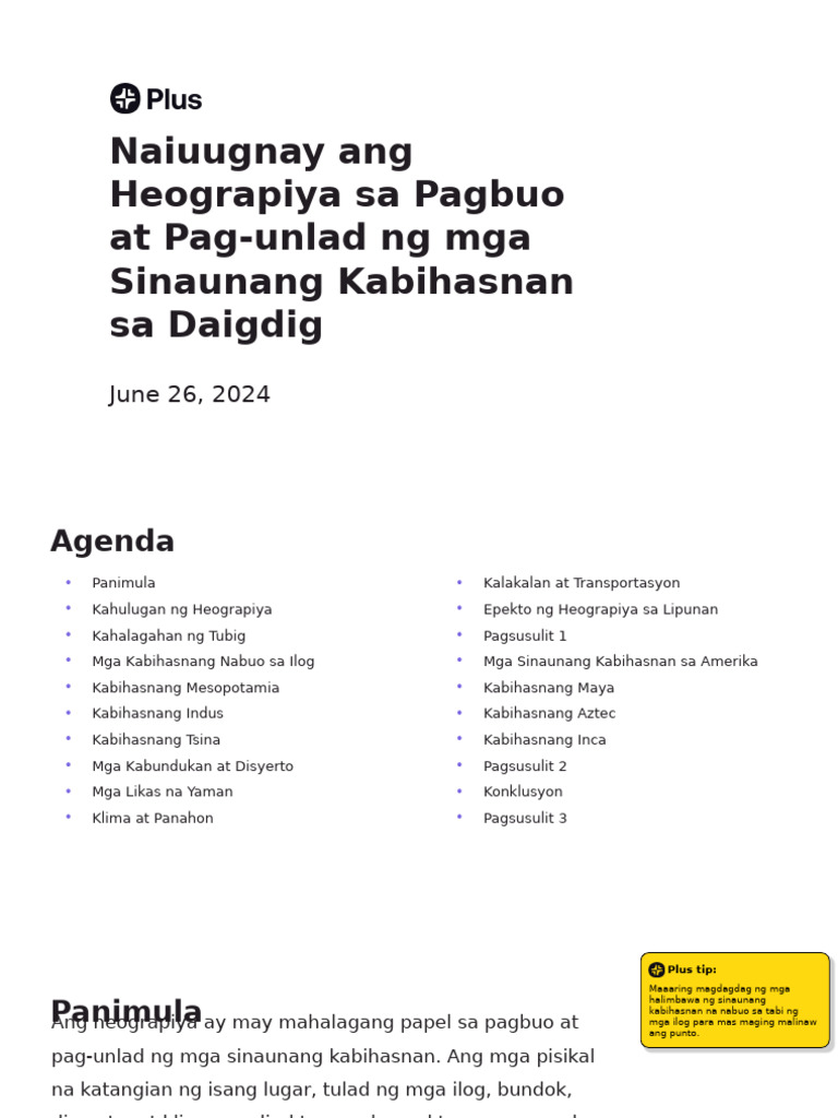 AP 8 Q1 4 WK5 Naiuugnay Ang Heograpiya Sa Pagbuo at Pag-Unlad NG Mga Sinaunang Kabihasnan Sa ...