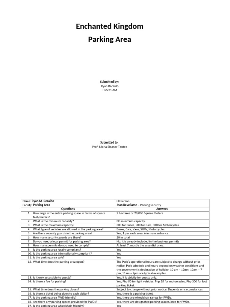 Parking Questions QA | PDF | Parking | Transport