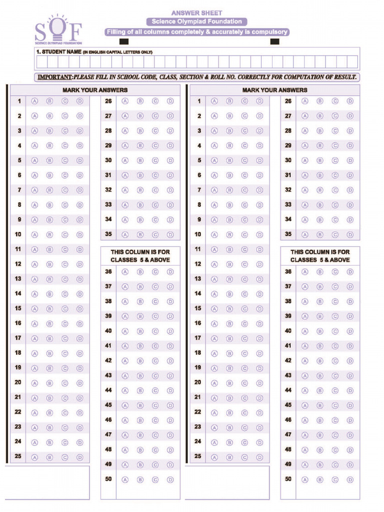 OMR Sheet Purple 2 Pages | PDF