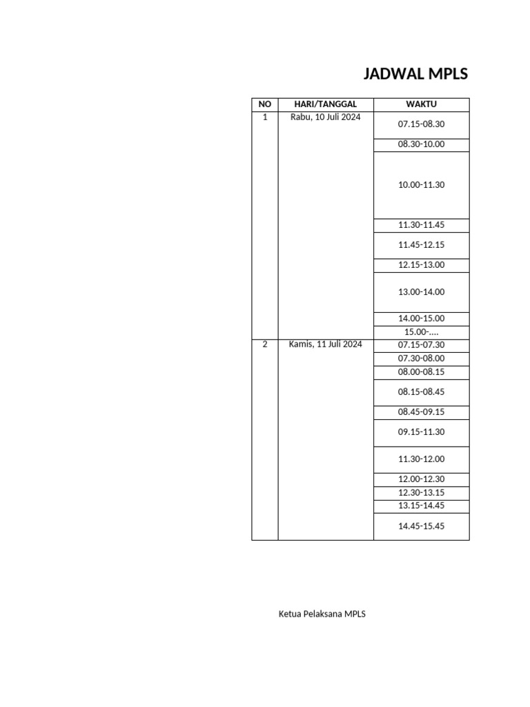 Jadwal MPLS 2024 Baru | PDF
